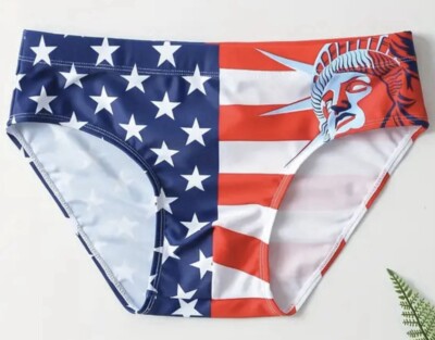 Men’s Swim Brief Trunks Speedo Style Gay Polyester Elastane USA Flag | eBay