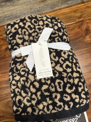 Rachel Zoe Leopard Cheetah Animal Print Bath Hand Towels 2pc New | eBay