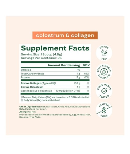 Bloom Colostrum & Collagen Peptides Orange Cream Gut Health 4.23 Oz Exp ...