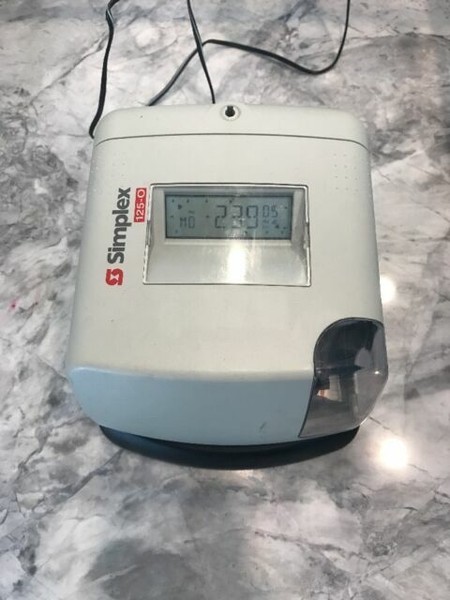 Simplex 125-o Electronic Time Card Clock Recorder Model 1603-9115 No ...