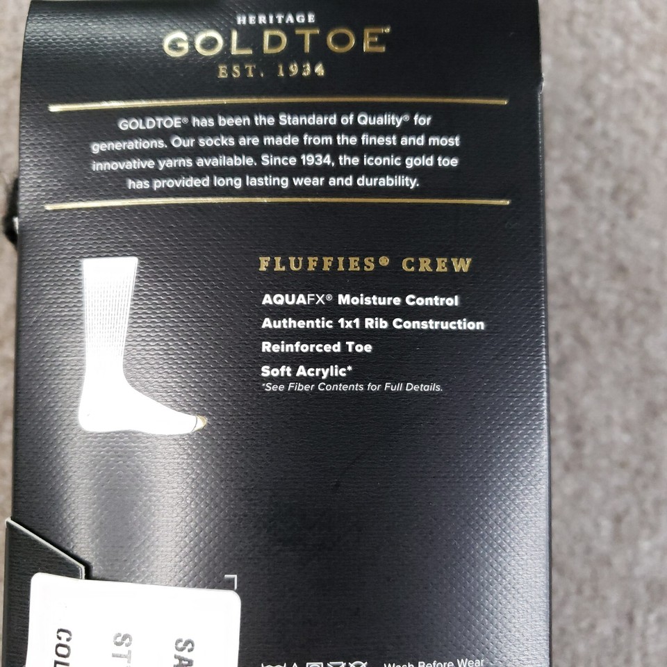 Gold Toe Heritage Fluffies Crew Socks Mens 6-12.5 Black 3 Pair 523S | eBay