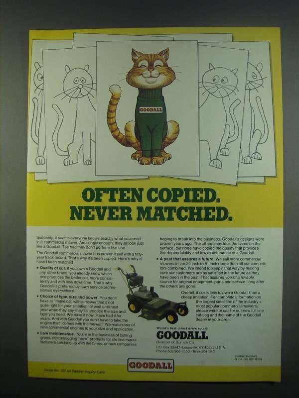 1984 Goodall Commercial Mower Ad - Often Copied | eBay