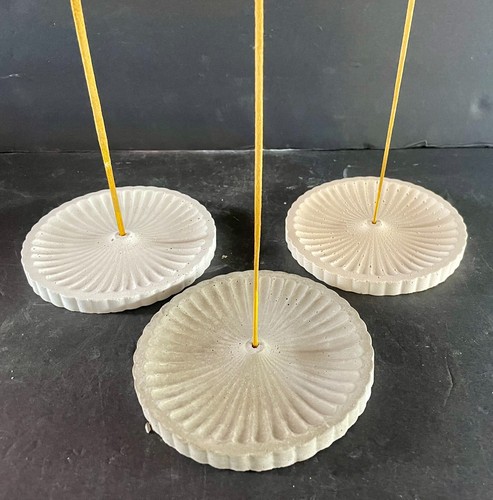 S/3 Cement Incense Holders | Concrete | Round Starburst Stick Incense ...