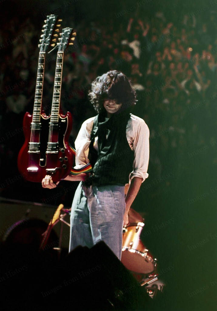 8x10 Print Jimmy Page Led Zeppelin Performing Double-Necked Guitar #JPL ...