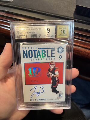 2020 Panini Encased Joe Burrow RC Notable Signatures Sapphire /50 BGS 9 ...