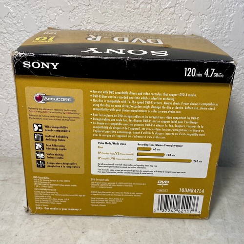 Sony DVD-R 1x16x 120 Min Blank Disc 4.7GB 9 Pack With Jewel Cases | eBay