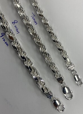925 Sterling Silver Solid Handmade Rope Bracelet 7mm,8mm & 9mm in 8", 9 ...