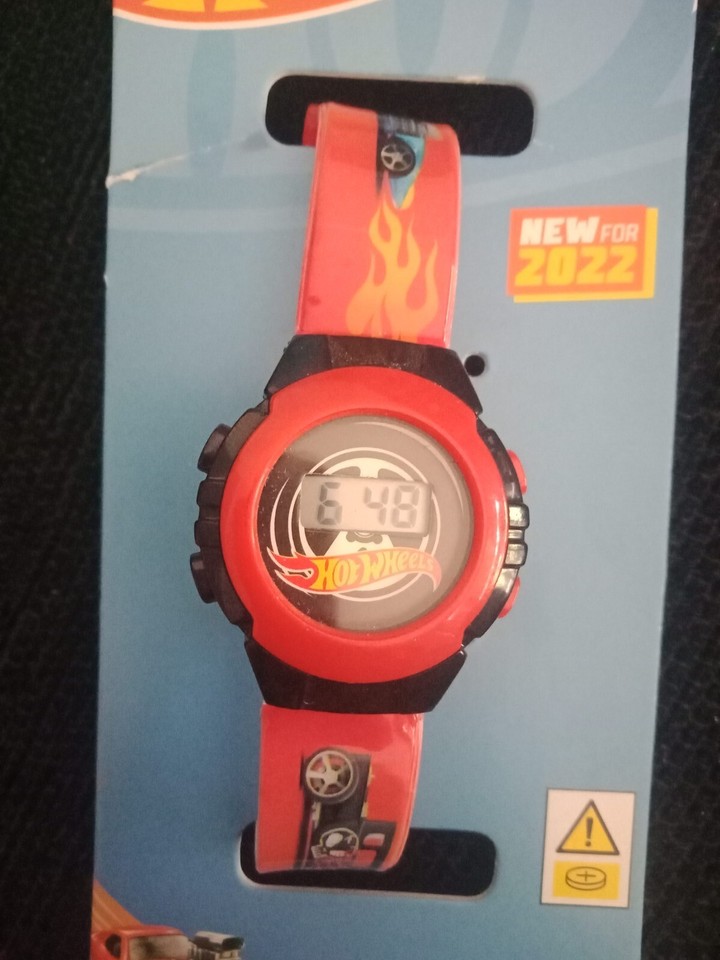 Hot Wheels Kids digital face plastic band cars flames Watch brand new ...