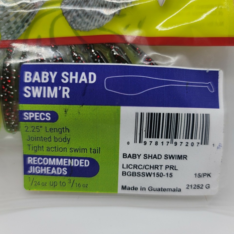 Bobby Garland Crappie Baits 2.25" Baby Shad Swim'r 4 Packs of 15pcs ...
