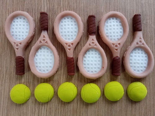 6 Tennis Rackets & Tennis Balls, edible cupcake toppers party birthday ...