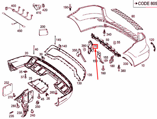 MERCEDES-BENZ GLE W166 REAR LEFT BUMPER BASIC MOUNTING A1668805703 NO🇺🇸 ...