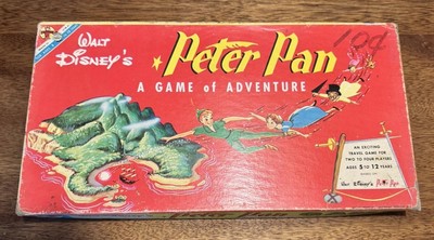 Vtg Complete 1953 Walt Disney Peter Pan Board Game Transogram w ...