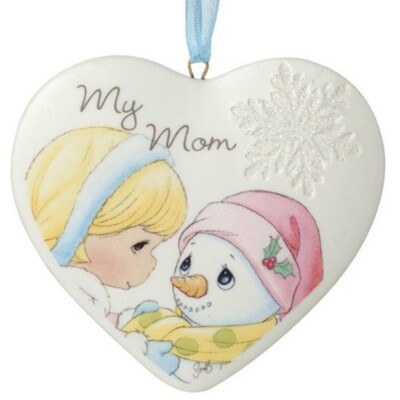 Precious Moments Christmas My Mom Ornament Girl Snowman 2.75 inch High ...