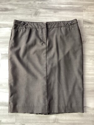 Norma Kamali Straight Pencil Skirt Kick Pleat Faded Gray Pockets Womens ...