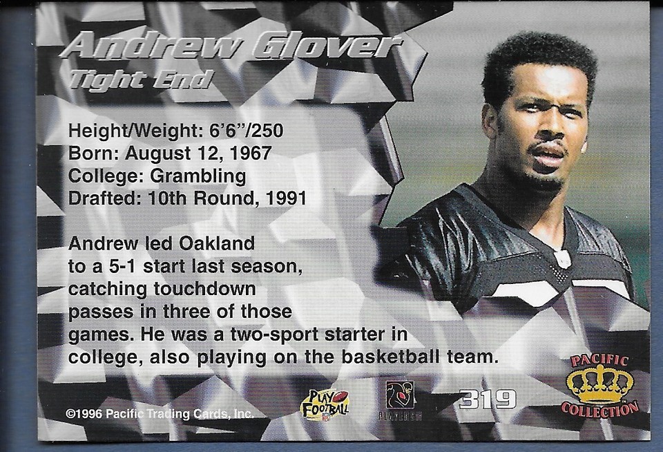 1996 Pacific Crown Collection Andrew Glover #319 RAIDERS NM | eBay