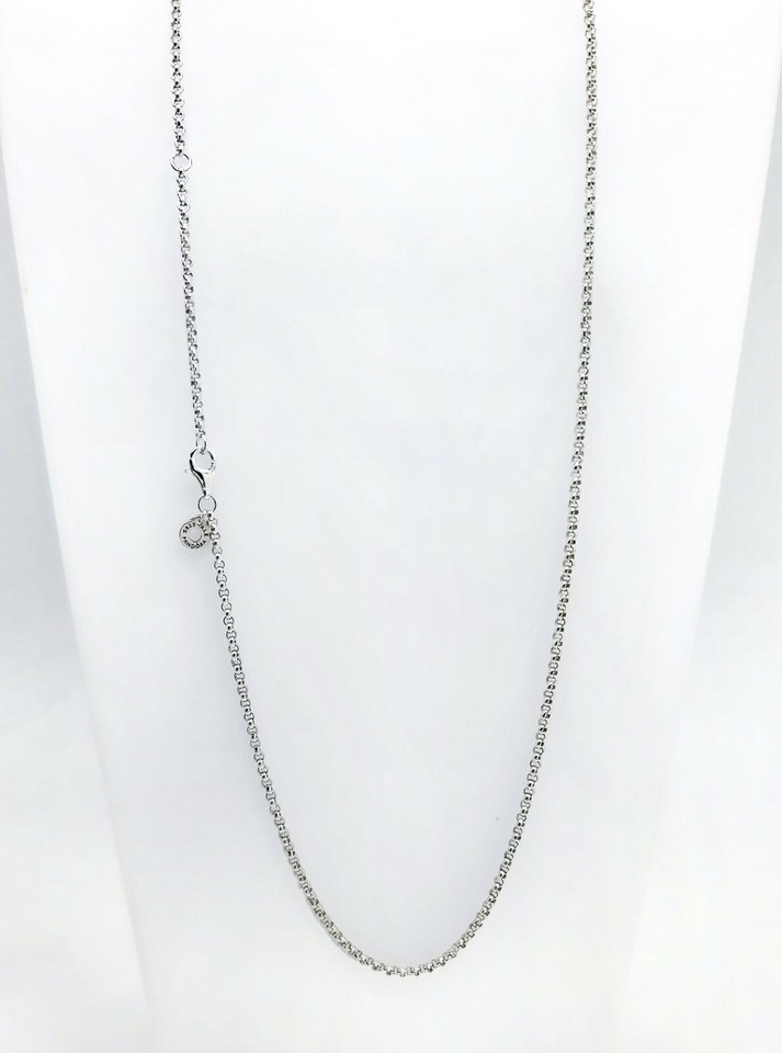 NEW 100% Authentic PANDORA 925 Silver Logo Rolo Chain Necklace ...