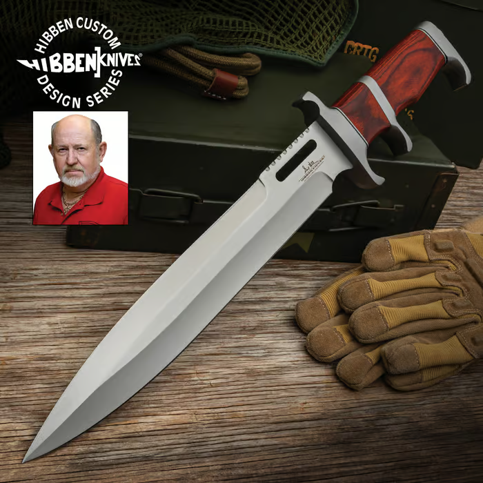 Gil Hibben Subhilt Toothpick Bowie Knife 5Cr15MoV Fixed Blade Bloodwood ...