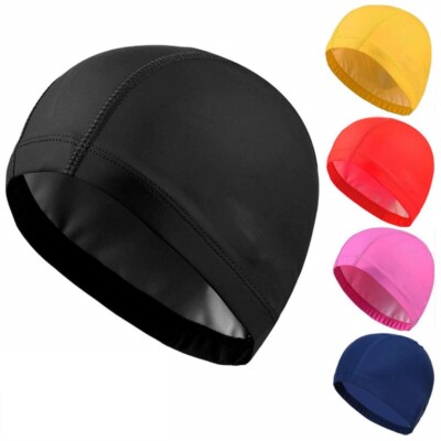 100% Unisex Adult Kids Children Swimming pool Cap Swim Hat Nylon | eBay UK