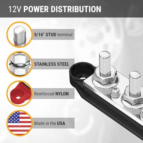 4post Power Distribution Block Busbar 5/16" Studs With Cover 250 Amp ...