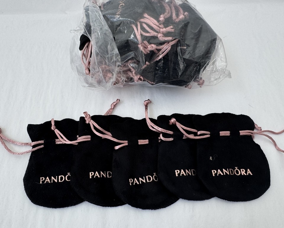 Authentic Pandora FIVE (5) Black Gift Pouches 3" x 2.5" | eBay