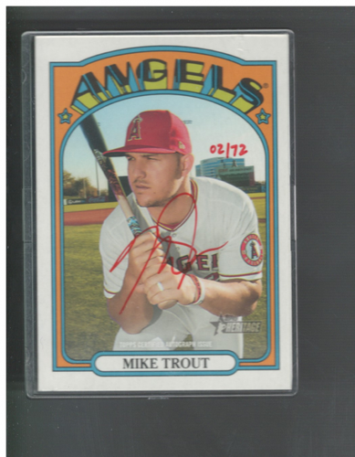 2021 Heritage Real One Autographs Red Ink #ROAMTA Mike Trout #2/72 ...
