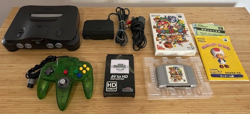 Nintendo 64 "Region Free" Grey Console LOT w/ Mario Party JPN & HDMI ...
