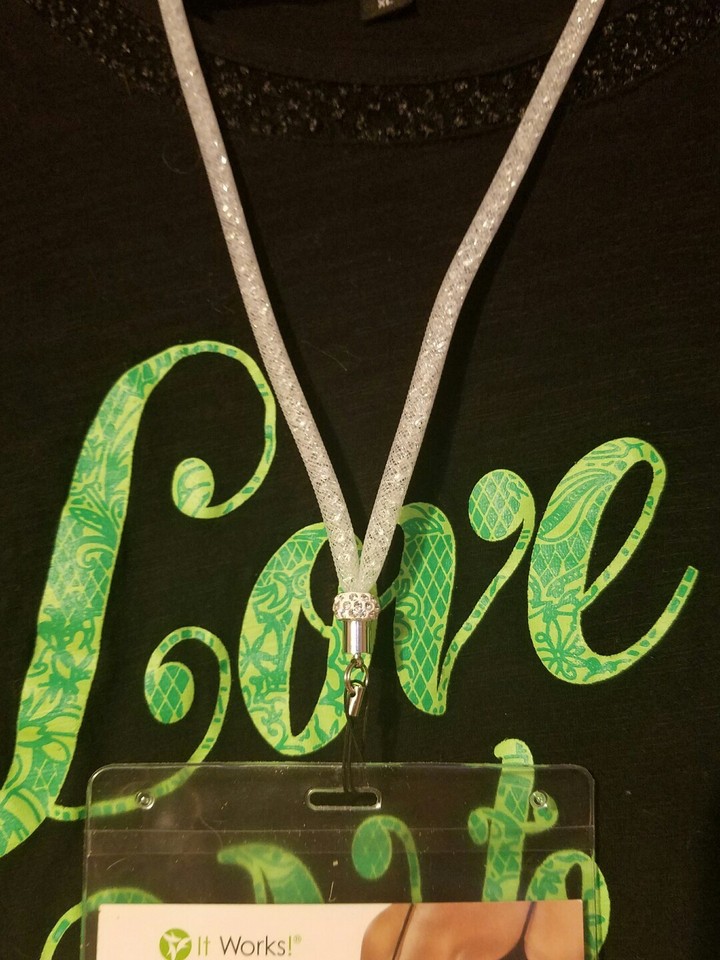 It Works rhinestone bling lanyard white Diamond blitz card like ...