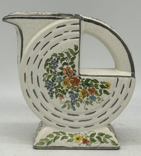 Art Deco Pitcher, Flowers with Silver Trim, Made in Japan, Hand painted ...