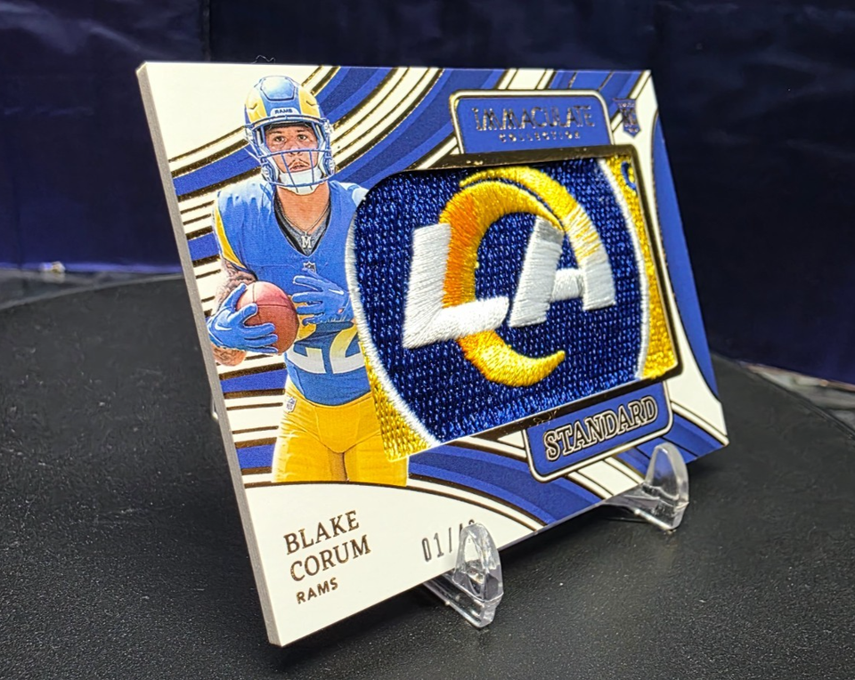 2024 Panini Immaculate Collection Gold /49 Blake Corum Rams Patch Logo ...