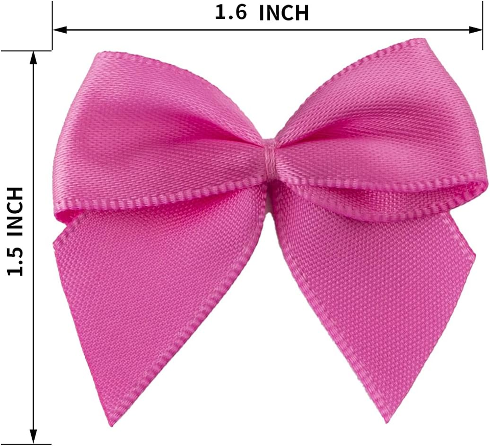 50pcs 5/8" Boutique Mini Hot Pink Satin Ribbon Bows Flowers Appliques ...
