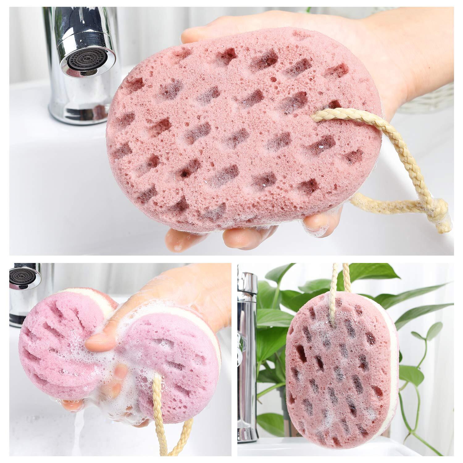 KECUCO 3 Pcs Bath Sponge for Women Men Adults Kids. Sponge Loofah Body ...
