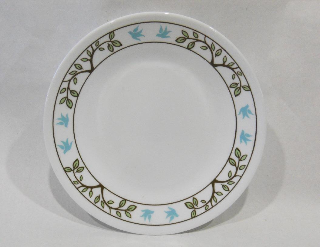 ️ 1 Corelle TREE BIRD 6.75" BREAD PLATE *Nature Flying Blue Birds Brown ...