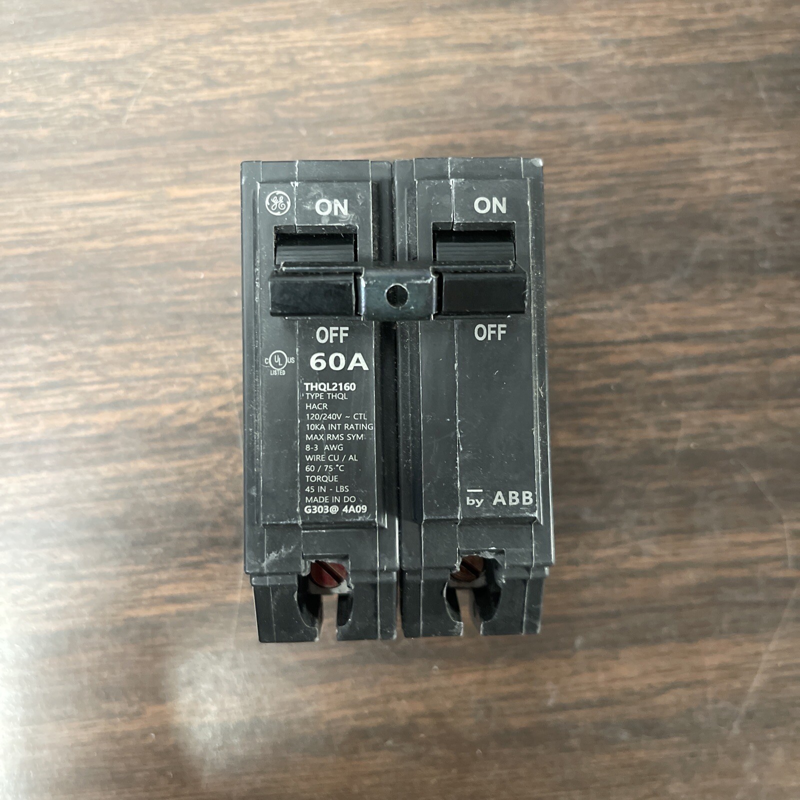 GE THQL2160 60-Amp 2-Pole 120/240VAC Circuit Breaker Thick Series ...