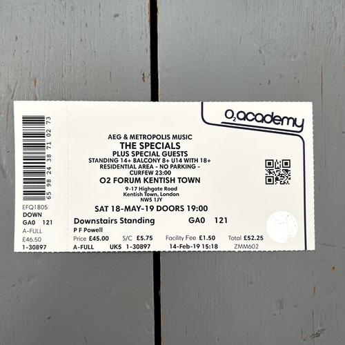 THE SPECIALS Concert Ticket/ Stub O2 FORUM, Kentish Town, London 18 May ...