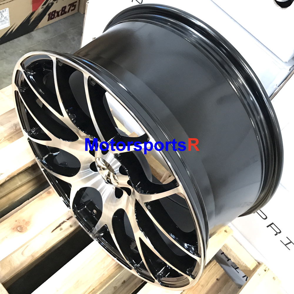 Primax 770 XXR 17x8 +40 Black Machine Face Mesh Rims Wheels 4x100 4x114 ...