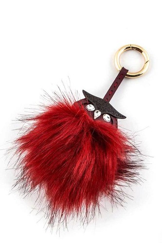 Leather Owl Fur Pom Key Charm | eBay