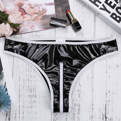 Frauen Latex Crotchless G-String Slips Unterhose Strings Dessous ...