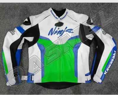 New Kawasaki Ninja Leather Motorbike Jacket Kawasaki Motorcycle Biker ...