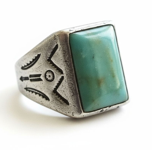 VTG Mens Turquoise Ring Size 10.75 Bell Trading Post Sterling RRL Style ...