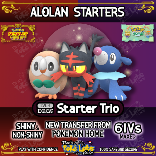 🌎 Pokemon Scarlet Violet 🐣 Rowlet Litten Popplio 🐣 6IV Shiny Custom ...