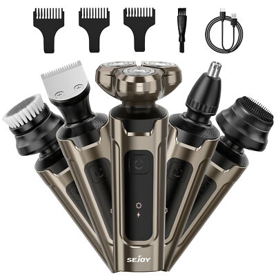 SEJOY 5-in-1 Electric Razor for Men Rotary Shaver Beard Trimmer Wet ...