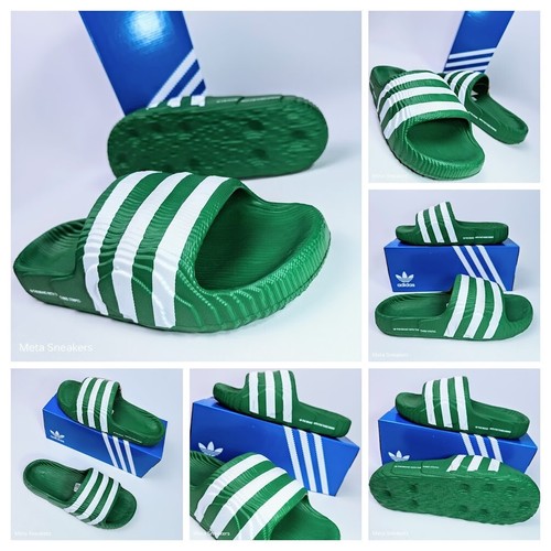 Adidas US 12 Slides Men's Green White Comfort Lifestyle -Adilette 22 ...