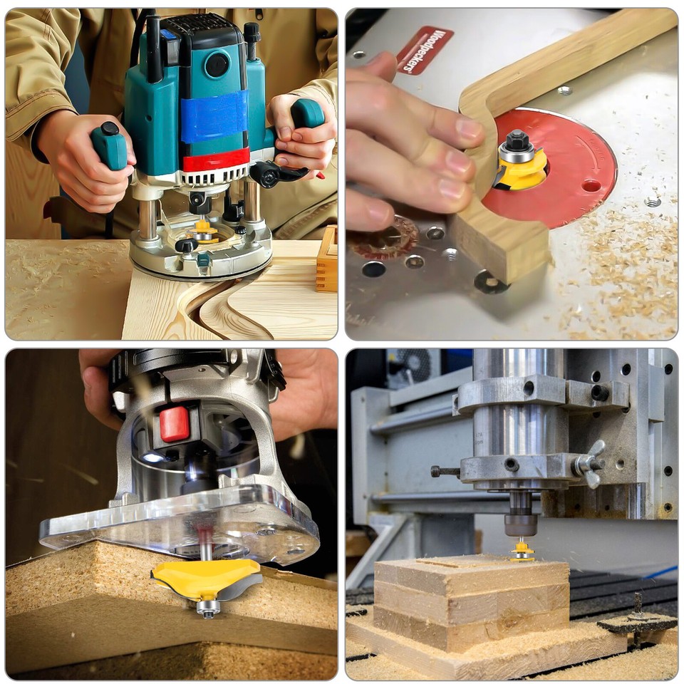 3x Carbide Router Bit Set 1/4" Shank Door Window Panel Cabinet ...