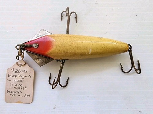 VINTAGE HEDDON DEEPDIVING WIGGLER #1600 WOOD 1914 LURE | eBay