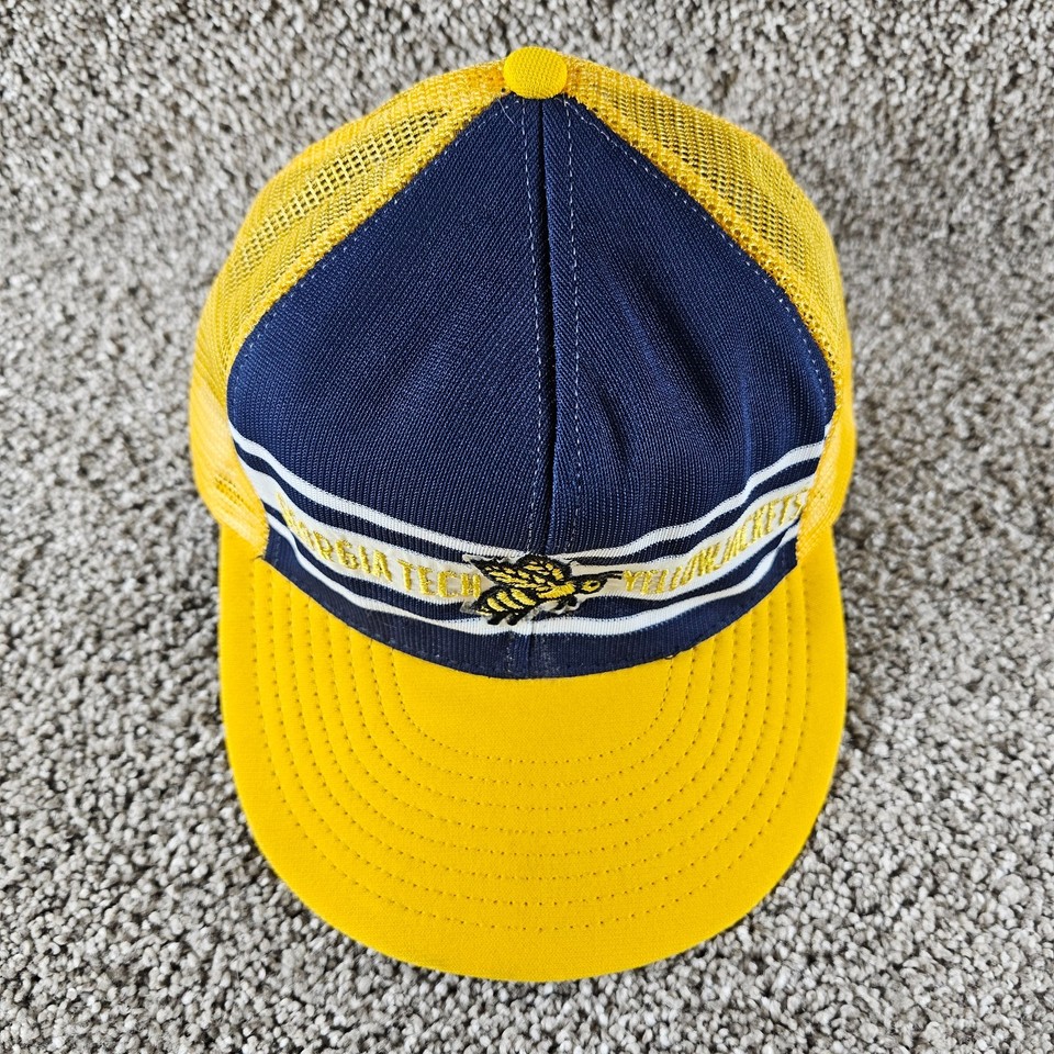 Vintage Georgia Tech Yellow Jackets Hat Cap Trucker Mesh Snap Back 80s ...
