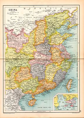 1909 MAP ~ CHINA ~ TAIWAN HU-NAN SHAN TUNG SHEN-SI HAI-NAN | eBay