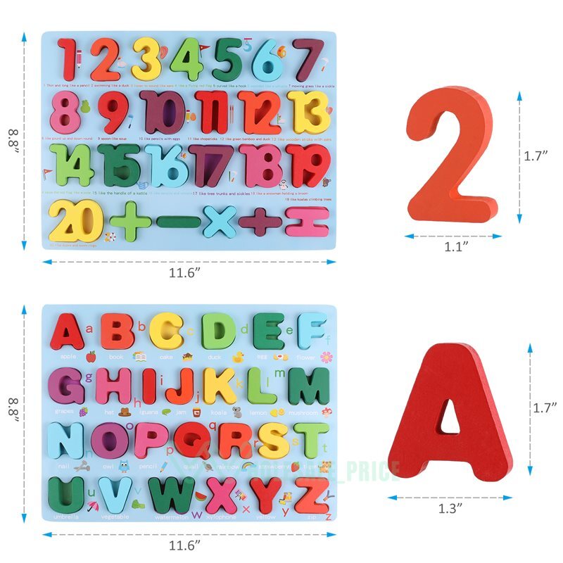 New -- Baby Kids Learning Toys Wooden Alphabet Number Puzzle ABC ...