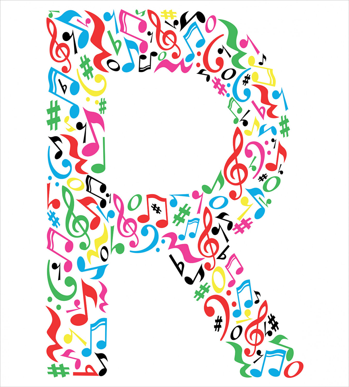 Letter R Duvet Cover Set with Pillow Shams Cool and Musical Font Print ...