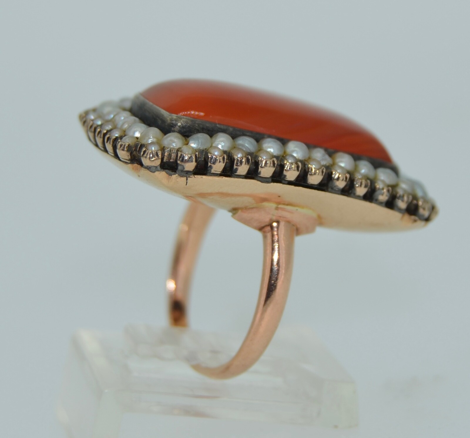 Georgian 14K Split Pearl & Carnelian Ring | eBay