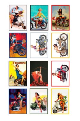 1:25 G scale model vintage motorcycle pin up posters signs | eBay